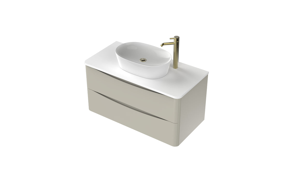 Aragon 900mm Wall Hung 2 Drawer Bathroom Vanity Unit with White Counte ...