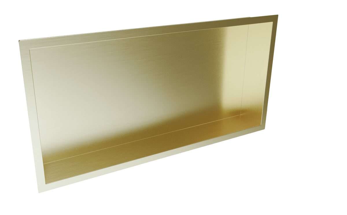 Shower Wall Niche Inset Shower Niche 600 x 300 x 85mm - Brushed Brass ...