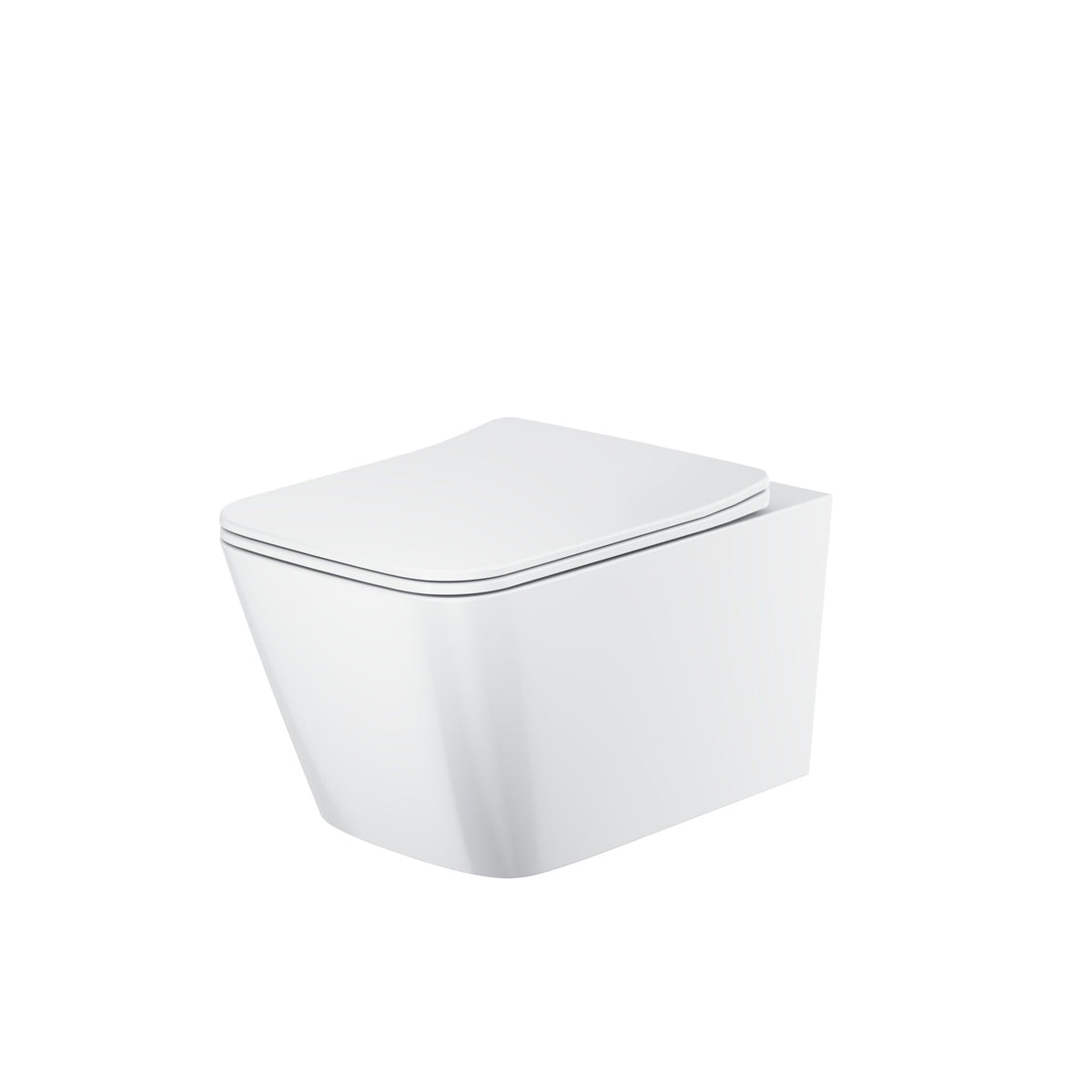 Square White Rimless Wall hung Pan with Soft Close Seat - Requires Fra ...